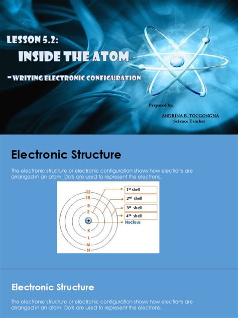 G9 Module 2 Lesson 5 1 Inside The Atom Writing Electronic Configuration Pdf Electron