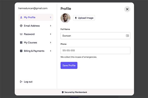 Profile Modal With Profile Image Webflow