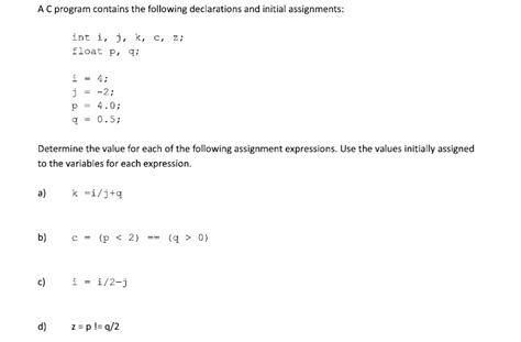 solved ac program contains the following declarations and
