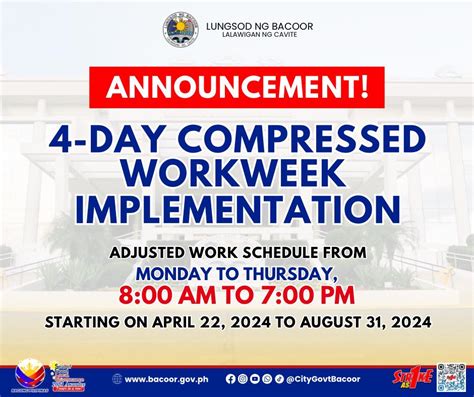 4 Day Compressed Workweek Implementation Bacoor Government Center