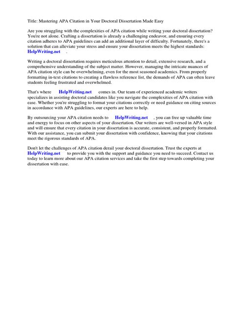 Apa Citation Doctoral Dissertation Pdf Apa Style Citation