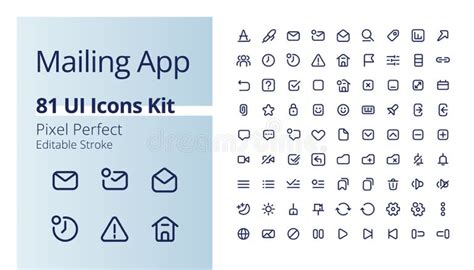 Mailing App Pixel Perfect Linear Ui Icons Kit Stock Vector
