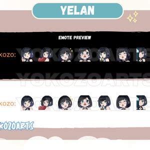 Genshin Impact Yelan Emotes Ready To Use Cute Chibi Emotes For Discord Youtube Twitch Etsy
