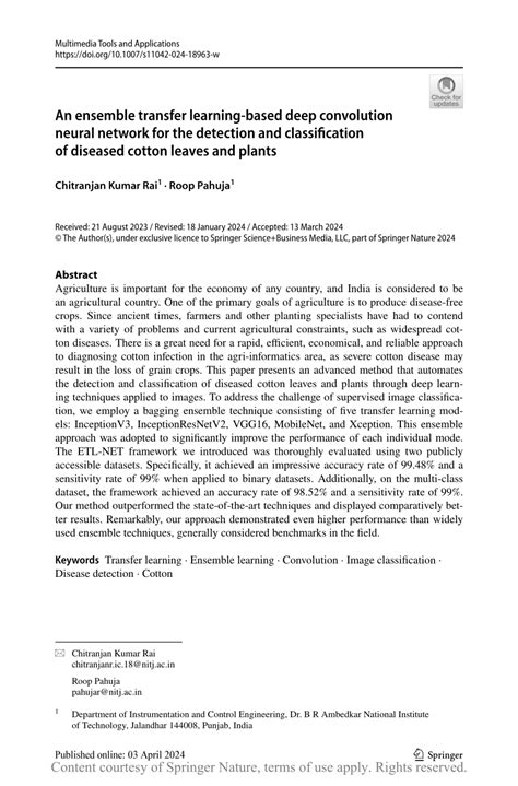An Ensemble Transfer Learning Based Deep Convolution Neural Network For The Detection And