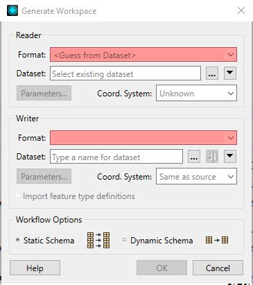 Filling In The Workspace Dialog
