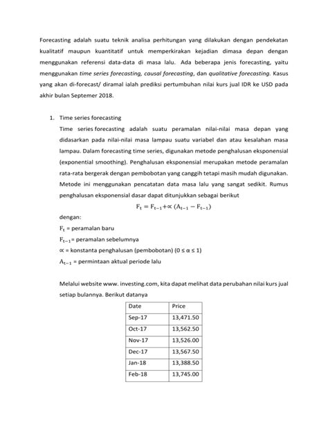 Forecasting Nilai Kurs IDR Ke USD Time Series Causal Kualitatif