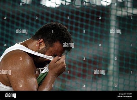 Jakarta 29th Aug 2018 Ehsan Hadadi Of Iran Reacts After Mens Discus