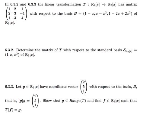 Solved In 632 And 633 The Linear Transformation T