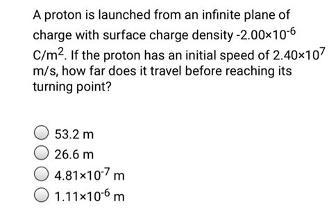 Solved A Proton Is Launched From An Infinite Plane Of Charge