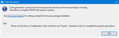 Solved Code Generation Could Not Be Done Firmware Packag Stmicroelectronics Community