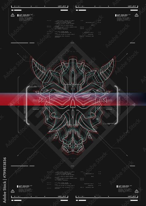 Tech Abstract Poster Template With Hud Elements Cyber Culture Modern