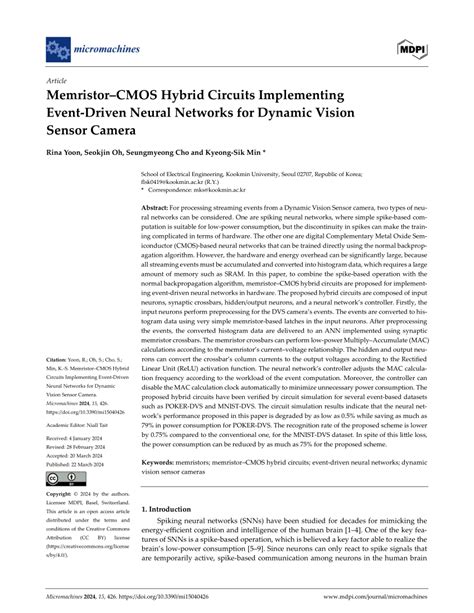Pdf Memristor Cmos Hybrid Circuits Implementing Event Driven Neural Networks For Dynamic