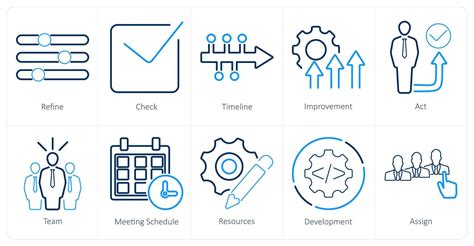 A Set Of 10 Action Plan Icons As Refine Check Timeline Improvement