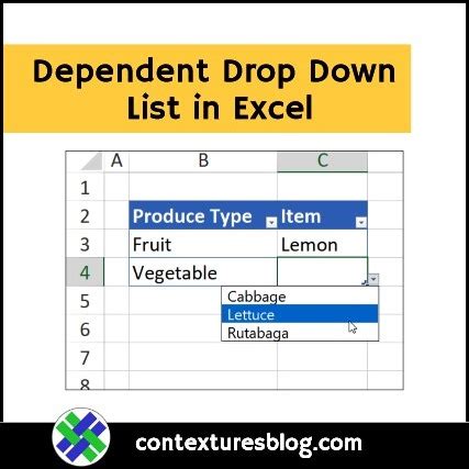 Dependent Drop Down List In Excel Contextures Blog