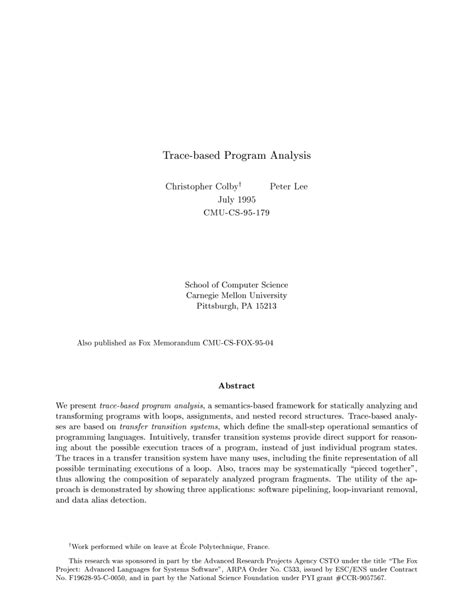 pdf trace based program analysis