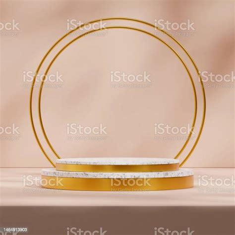 3d 렌더링 모형 템플릿 대리석과 금 질감 연단이 원형 배경이 있는 사각형 0명에 대한 스톡 사진 및 기타 이미지 0명 3