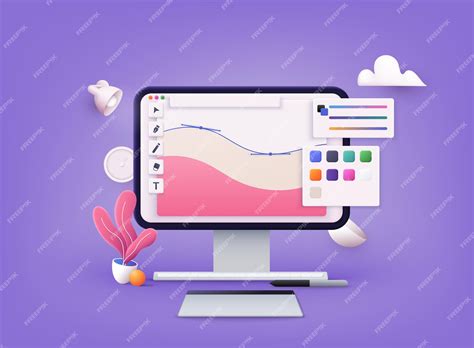 Premium Vector Computer Display With Vector Design Program 3d Web