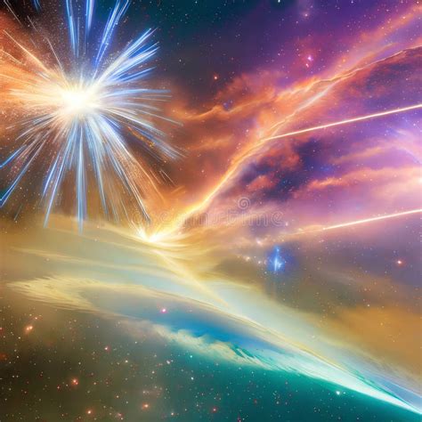 A Cosmic Explosion Of Light And Energy With Stars And Galaxies Exploding In A Spectacular