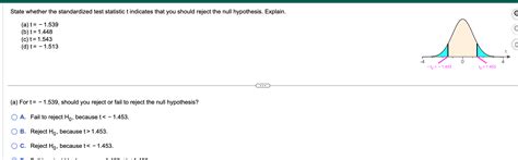 solved state whether the standardized test statistic t
