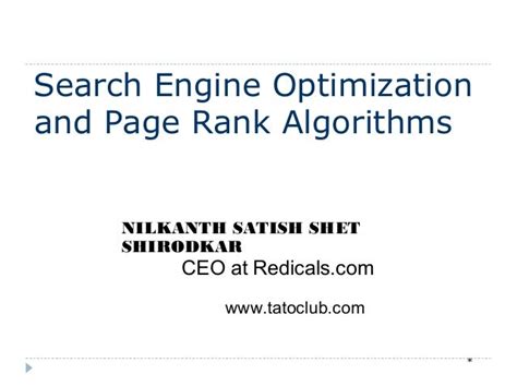 Seo And Page Rank Algorithm