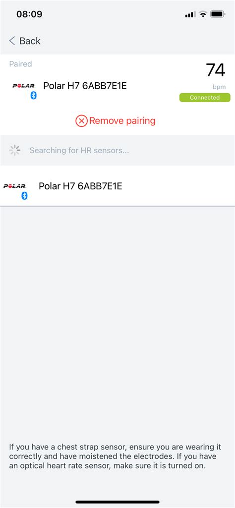 Connect A Bluetooth Heart Rate Sensor With The App