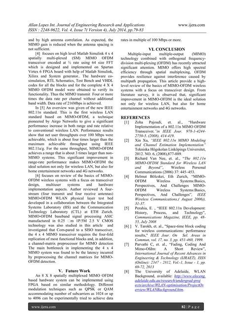 Performance Analysis Of 802 Lln Mimo Ofdm Transceiver Pdf
