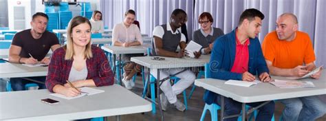 Adult Babes Listening In Classroom Stock Photo Image Of Interior Interaction 263534774