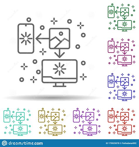Computer Transfer Phone Picture Multi Color Icon Simple Thin Line Outline Vector Of Computer