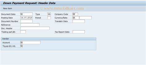 F 47 Sap Tcode Down Payment Request