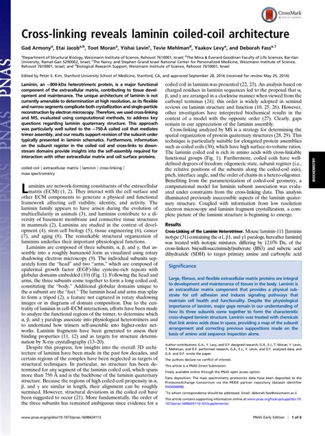 Pdf Cross Linking Reveals Laminin Coiled Coil Architecture