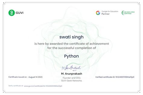 swati singh on linkedin pythonlearning certificateearned python
