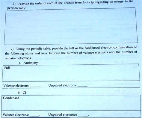 SOLVED: Provide the order of each of the orbitals from Is to 7p regarding its energy in the ...