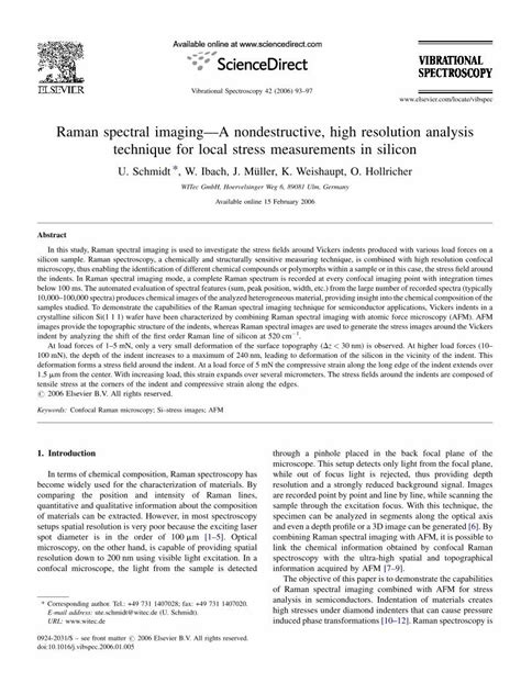 Pdf Raman Spectral Imaging—a Nondestructive High Resolution Analysis