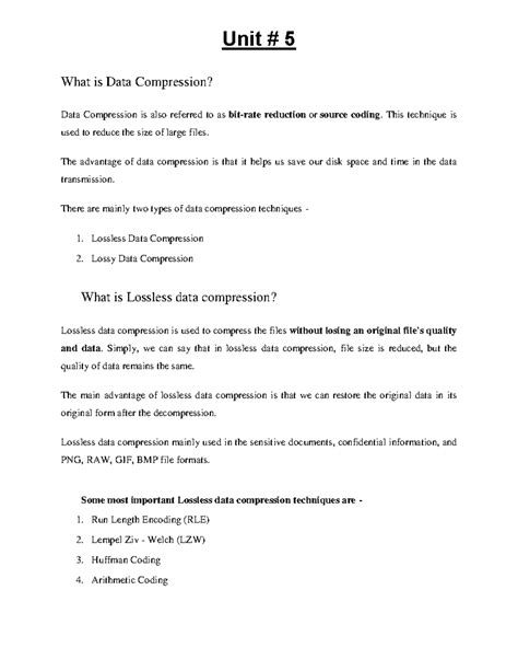 Unit5 Image Processing Kcs062 Unit 5 What Is Data Compression Data