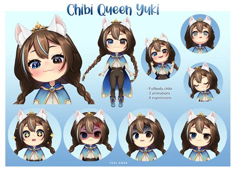 Artstation Chibi Vtuber Model Queen Yuki