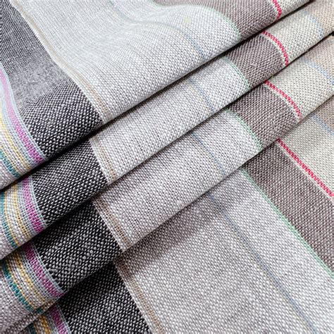 Colorful Stripe 55linen 45cotton Cotton Linen Stripe Fabric For
