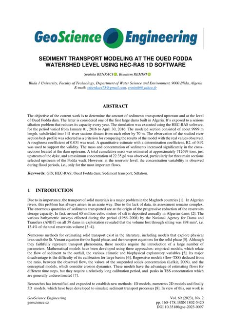 Pdf Sediment Transport Modeling At The Oued Fodda Watershed Level