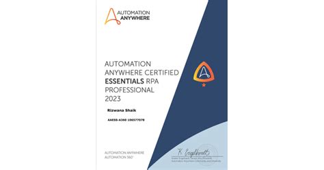 Shaik Rizwana On Linkedin Automation Anywhere Certified Essentials Rpa