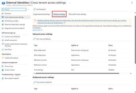 cross tenant access settings microsoft entra external id microsoft