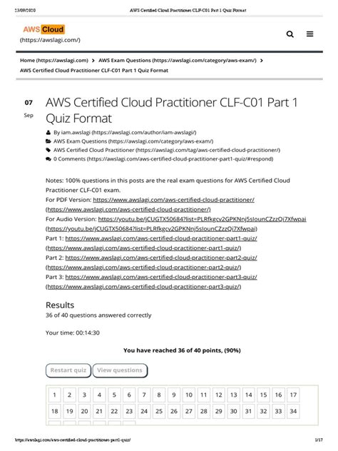 aws certified cloud practitioner clf c01 part 1 quiz format pdf