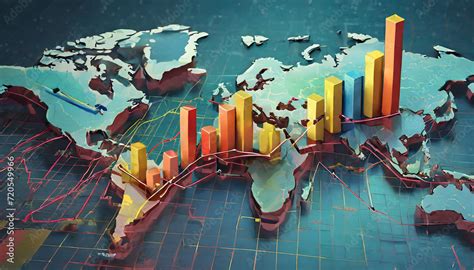 Business Graph On World Map E Commerce Graph On World Map Stock