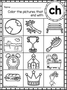 Initial And Final Digraph Color Sheets Sh Ch Th Wh Ph Ck Tpt