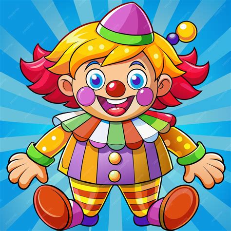 Un Payaso Con Una Cara De Payaso Y Un Fondo Azul Vector Premium