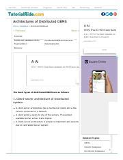 Architectures Of Distributed Dbms Pdf Tutorials Questions Answers Programs Online Test Gd