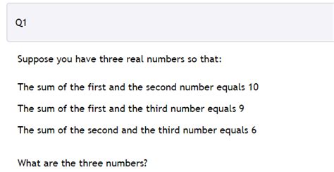 solved q1suppose you have three real numbers so that the sum