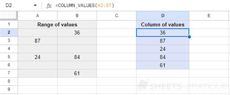 COLUMN VALUES Function For Google Sheets