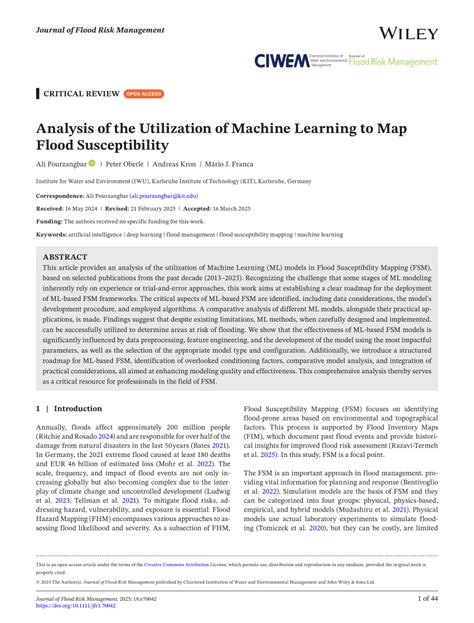Pdf Analysis Of The Utilization Of Machine Learning To Map Flood
