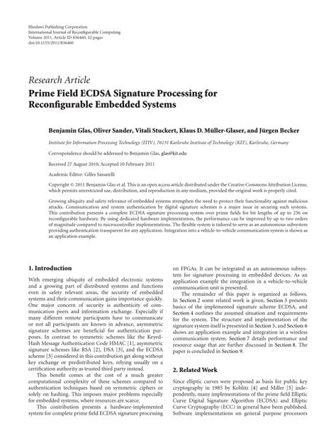 pdf prime field ecdsa signature processing for reconfigurable