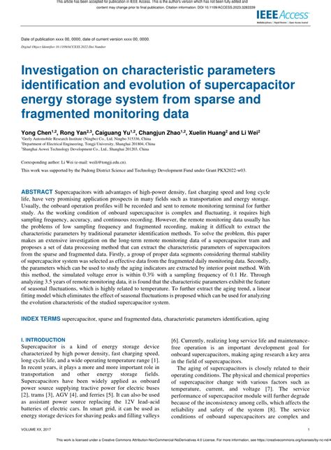 Pdf Investigation On Characteristic Parameters Identification And Evolution Of Supercapacitor