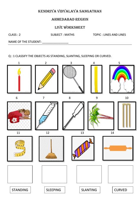 Class 2 Maths Lines And Lines Worksheet